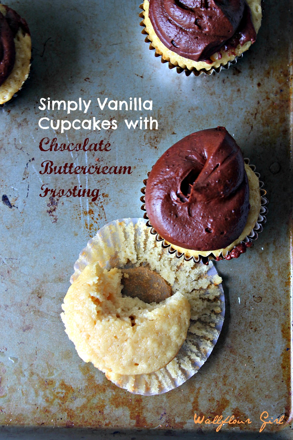 Simple Vanilla Cupcakes with Chocolate Buttercream Frosting - Wallflour ...